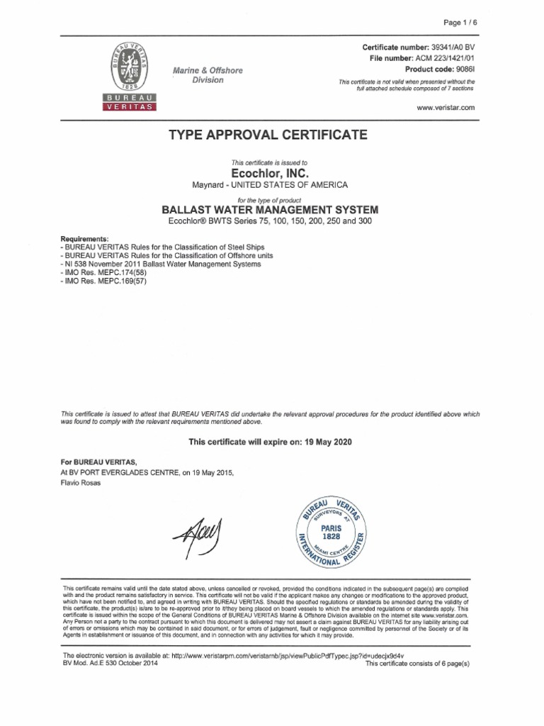 BV Type Approval Certificate | PDF