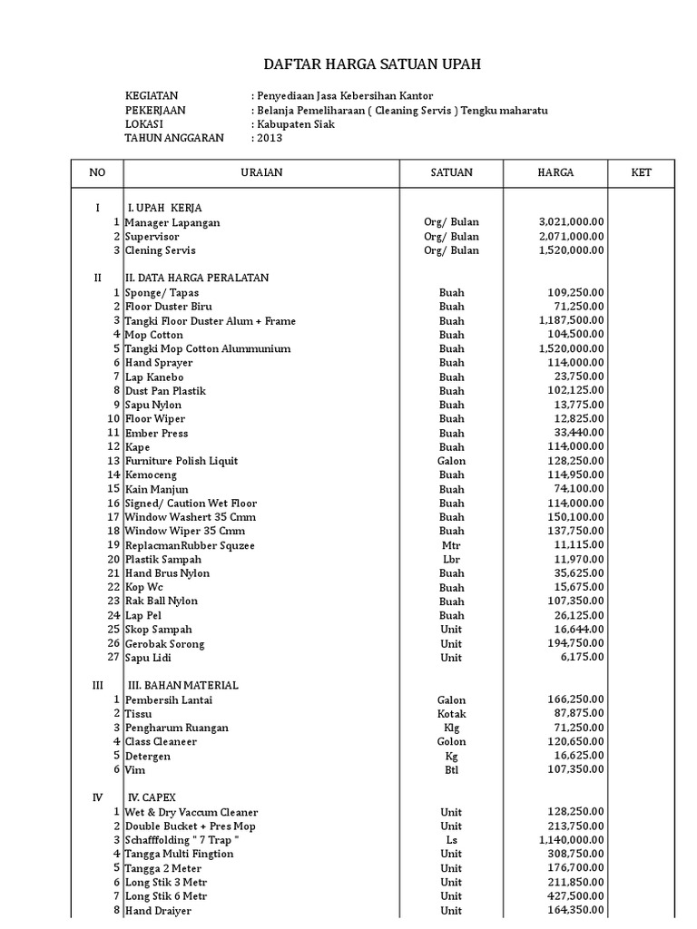 Dokumen - Tips - Contoh Rab CLXLSX | PDF