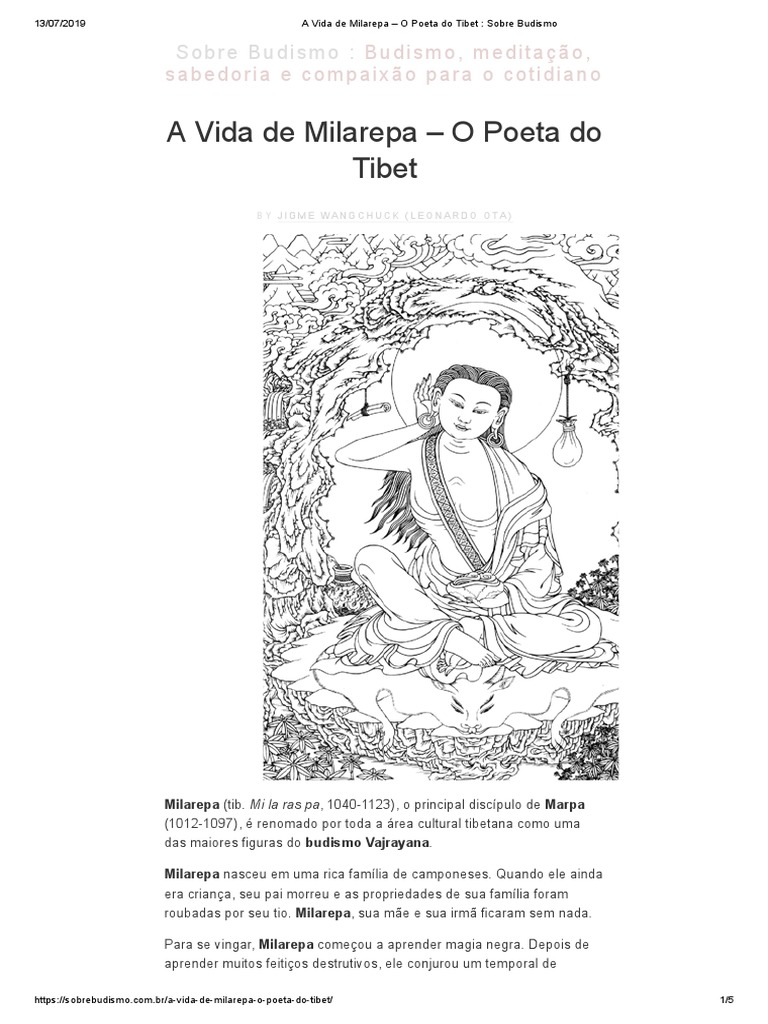A Vida de Milarepa - O Poeta Do Tibet - Sobre Budismo | PDF | Budismo ...
