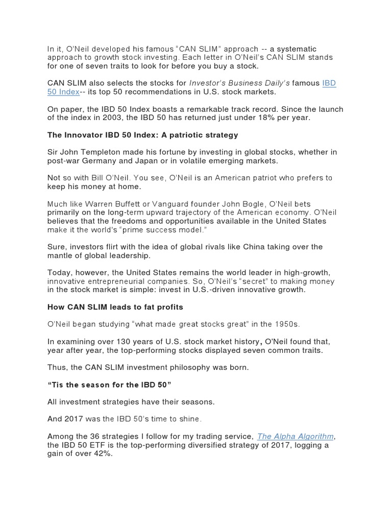 CAN SLIM: O'Neil's Growth Stock Strategy | PDF | Exchange Traded Fund ...
