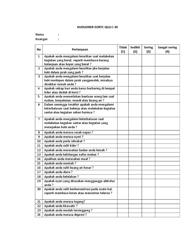 Kuesioner Eortc QLQ C | PDF