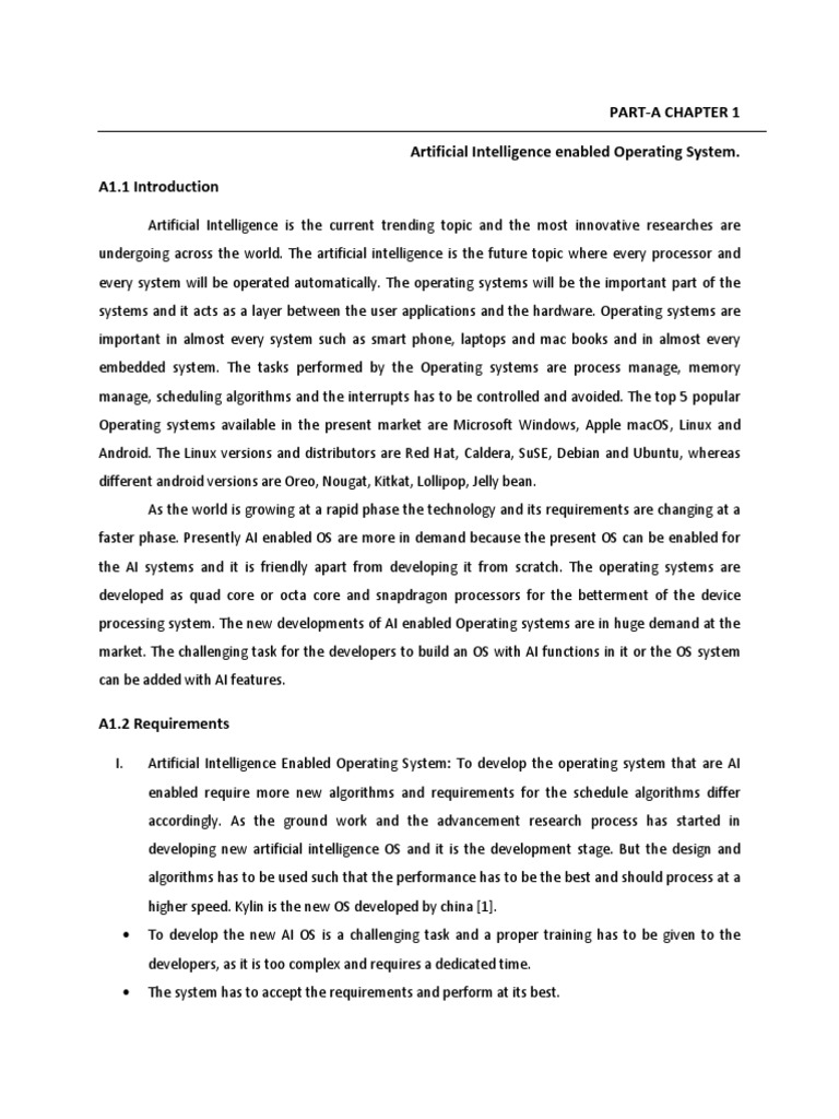 Part-A Chapter 1 Artificial Intelligence Enabled Operating System. A1.1 ...