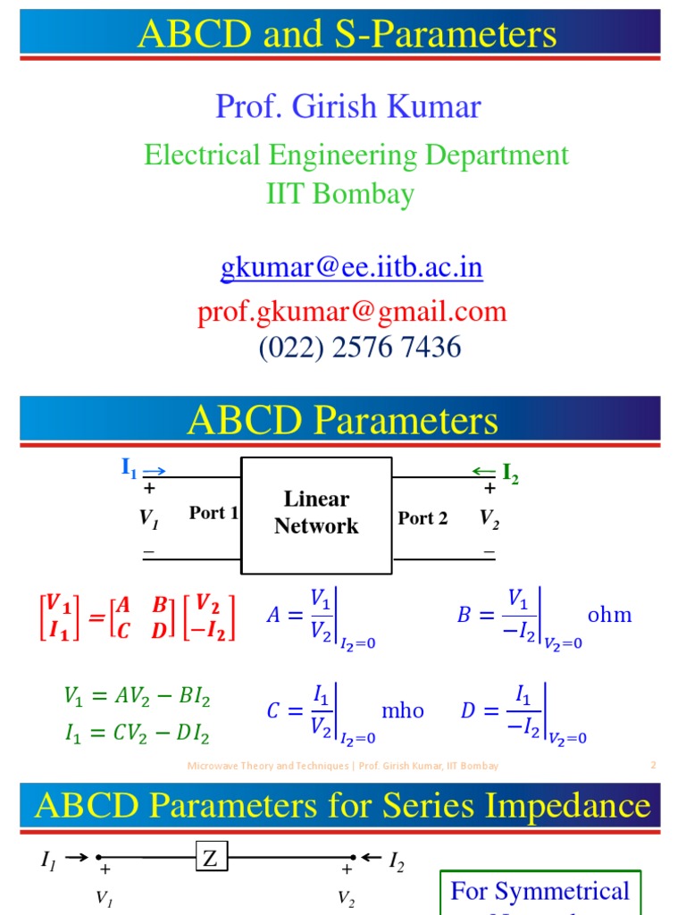 L14 15 ABCD and S Parameters | PDF | Applied Mathematics | Signal ...