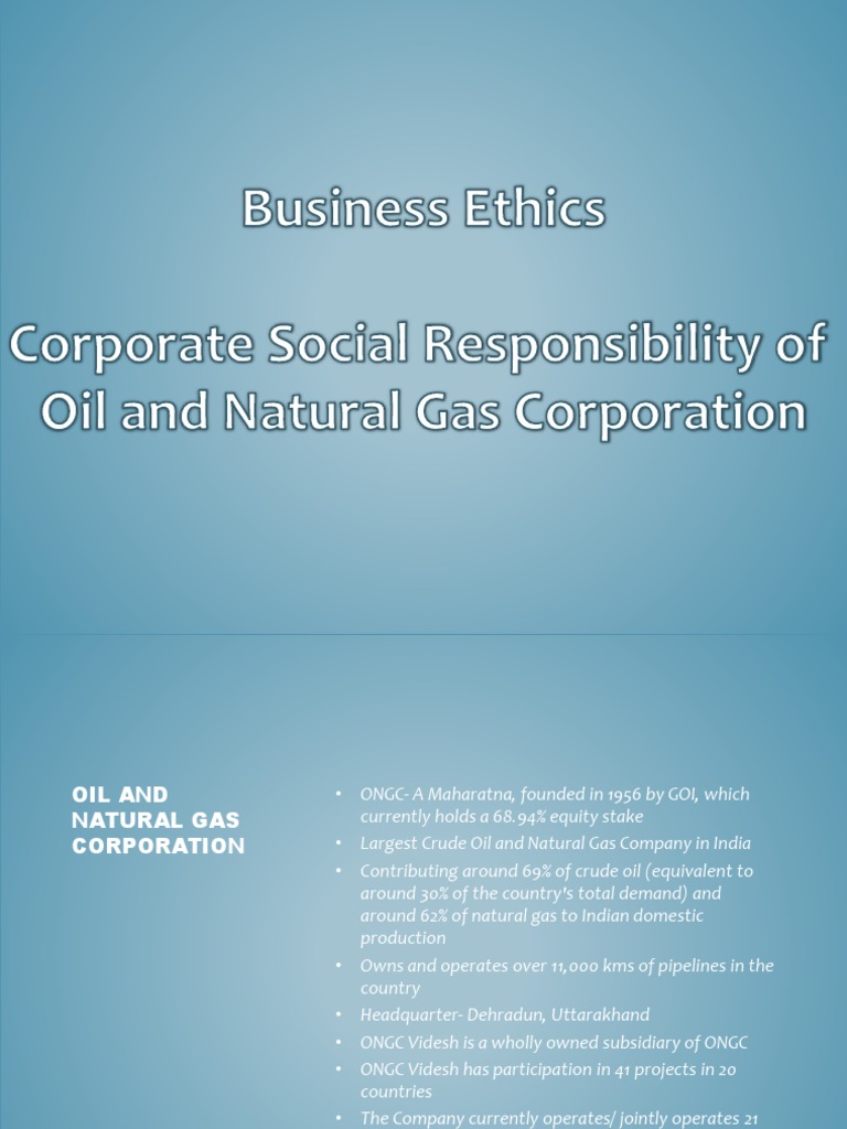 CSR of ONGC | PDF | Corporate Social Responsibility | Business