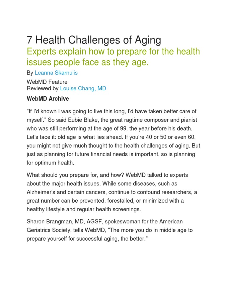 7 Health Challenges of Aging: Experts Explain How To Prepare For The ...