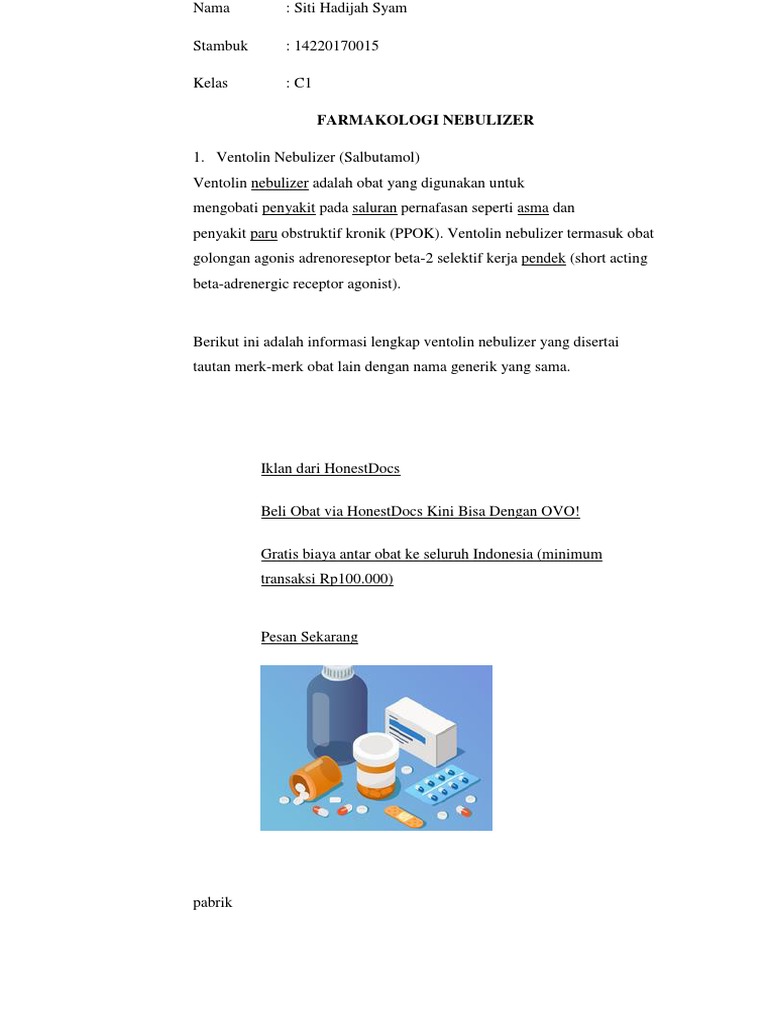 Ventolin Nebulizer: Obat Asma dan PPOK | PDF