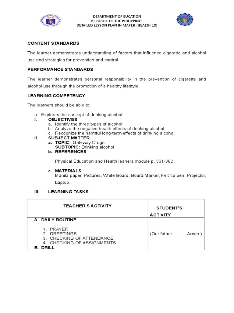 Understanding the Dangers of Alcohol: A Detailed Lesson Plan on the ...