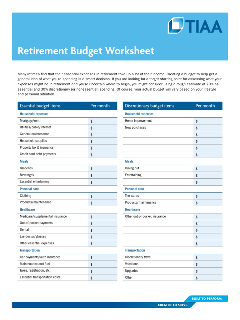 Retirement Budget Worksheet | PDF | Annuity (American) | Retirement