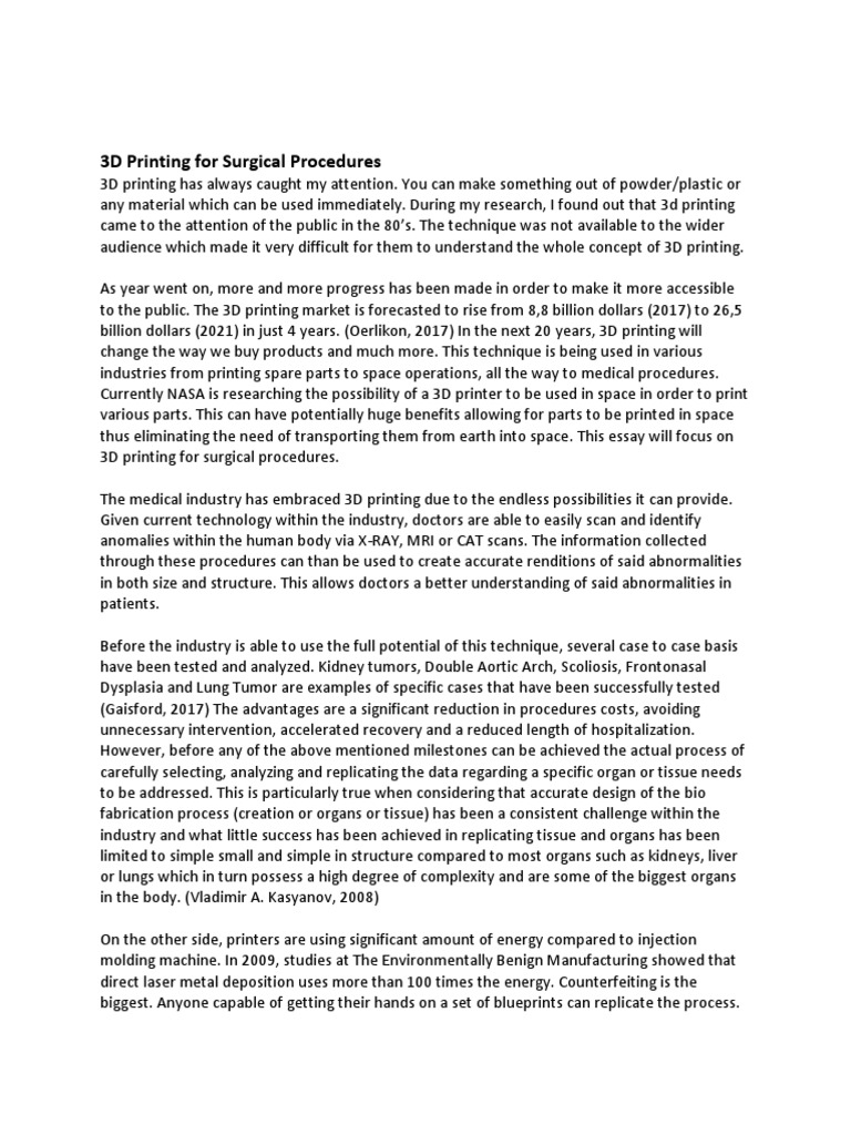 3D Printing Essay | PDF | 3 D Printing
