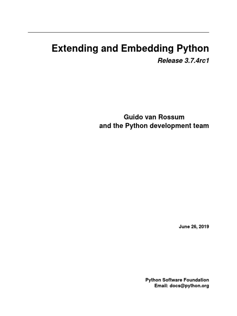Extending and Embedding Python: Release 3.7.4rc1 | PDF | Parameter (Computer Programming) | C ...
