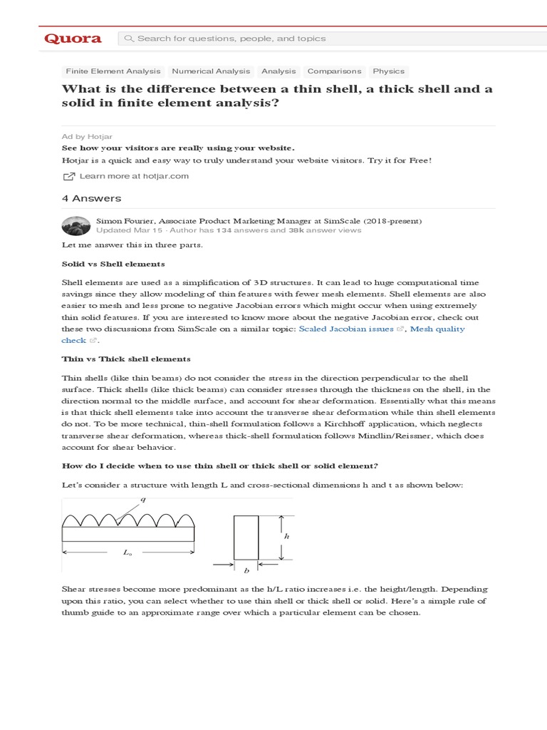 Difference Between A Thin Shell A Thick Shell and A Solid in Finite ...