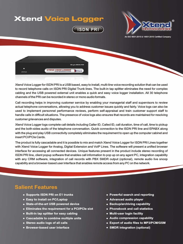 Voice Logger: Xtend | PDF | Voice Over Ip | Usb