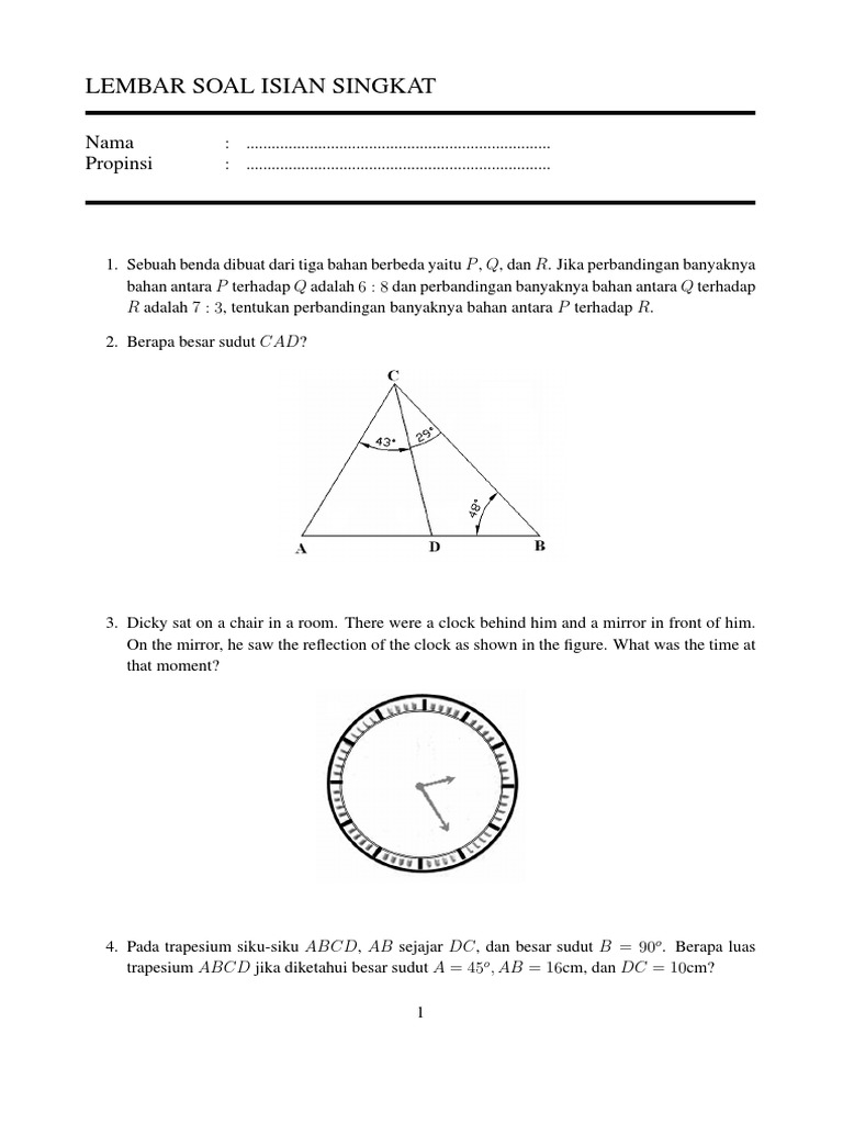 Soal Isian Singkat | PDF