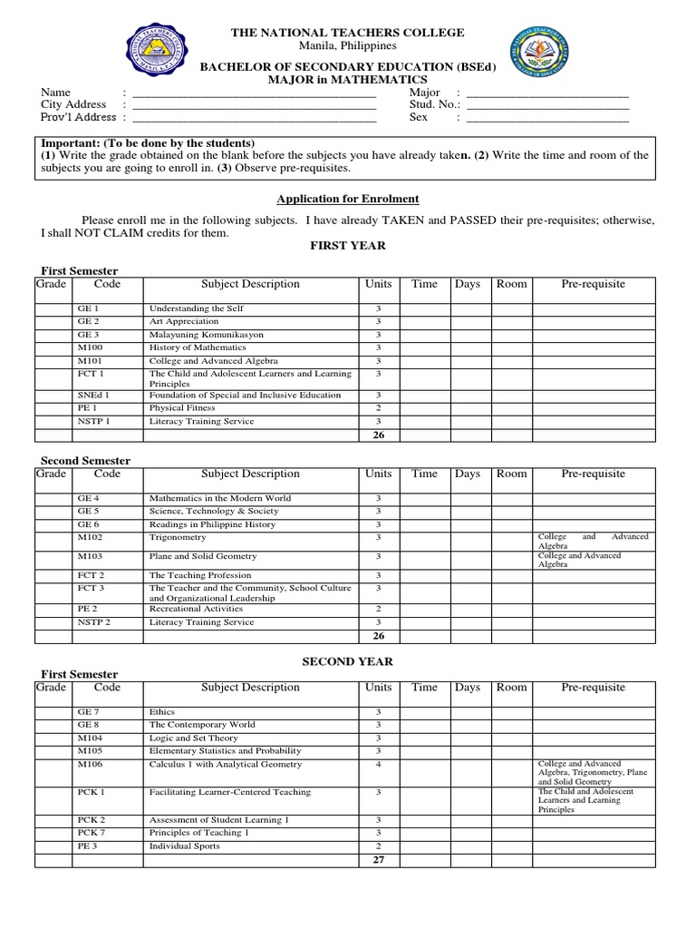 Bsed Major in Mathematics | PDF | Teaching Mathematics | Geometry