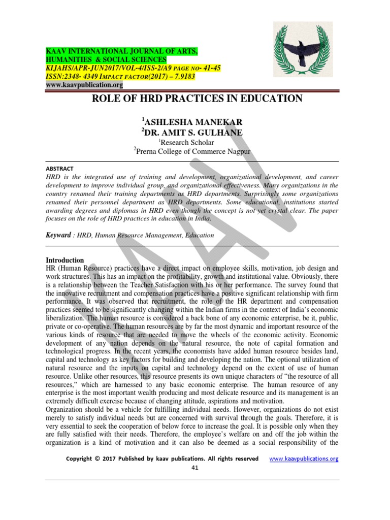 Role of HRD Practices in Education | PDF | Human Resources | Resource