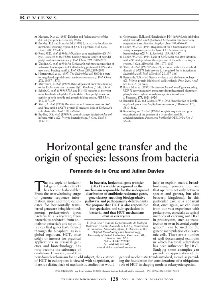 Horizontal Gene Transfer and The Origin of Species Lessons From ...