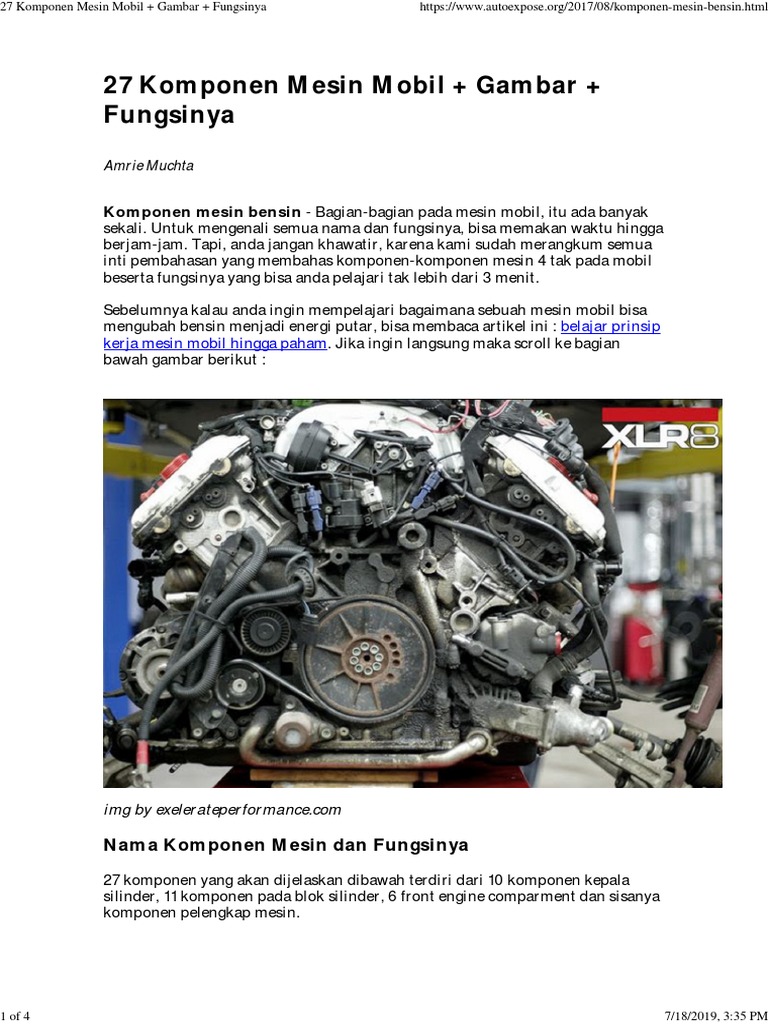 27 Komponen Mesin Mobil dan Fungsinya | PDF