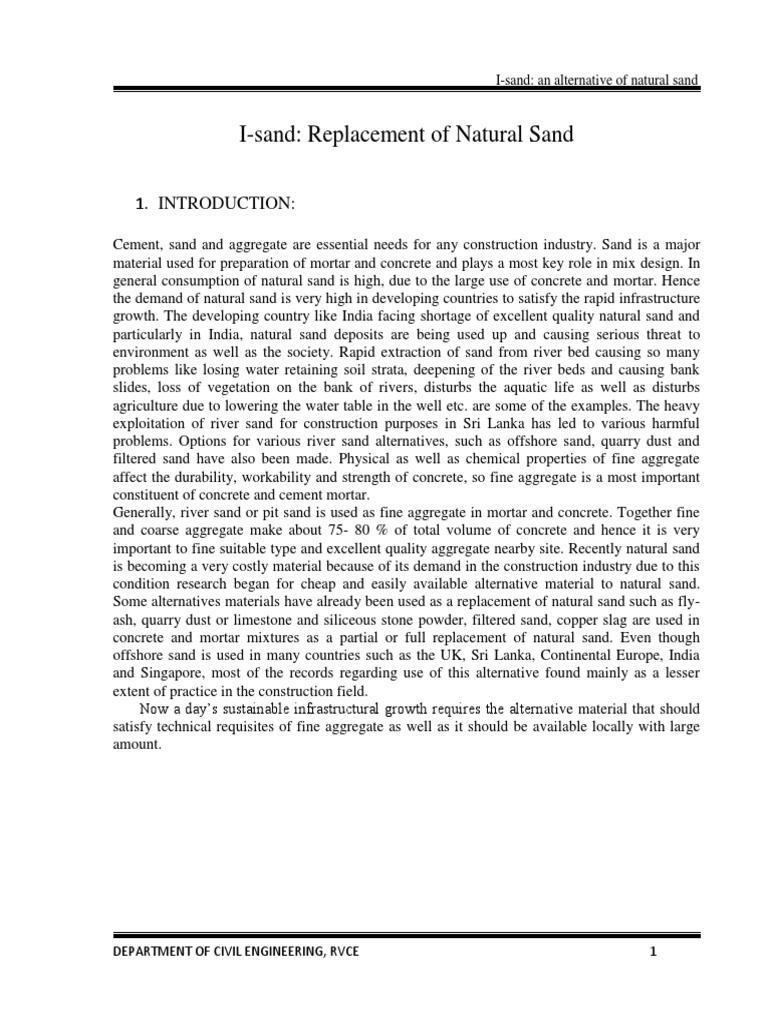 I-Sand: Replacement of Natural Sand | PDF | Construction Aggregate ...