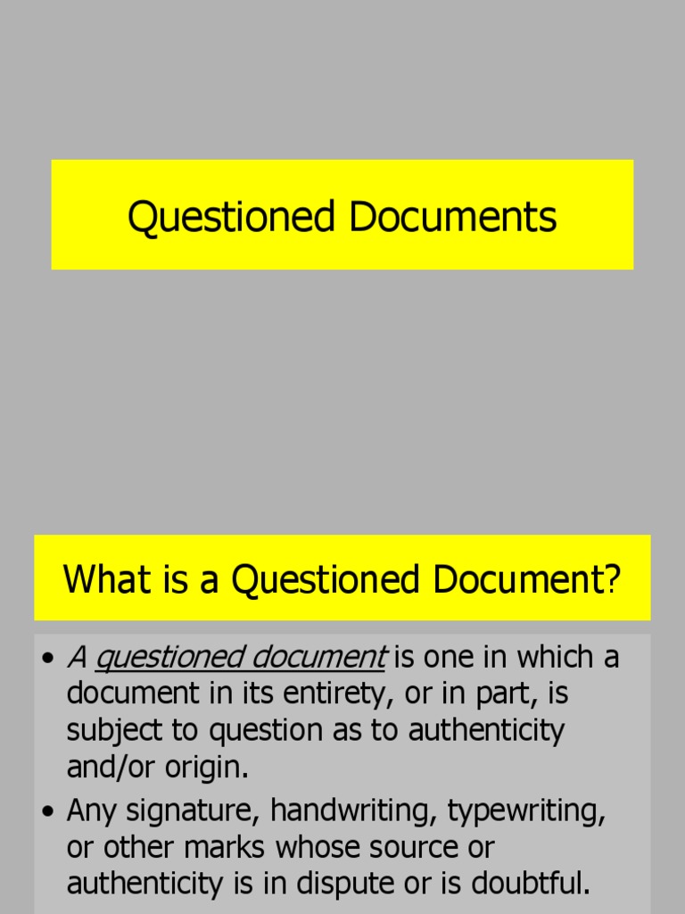 Introduction To Forensic Science Questioned Documents | PDF ...