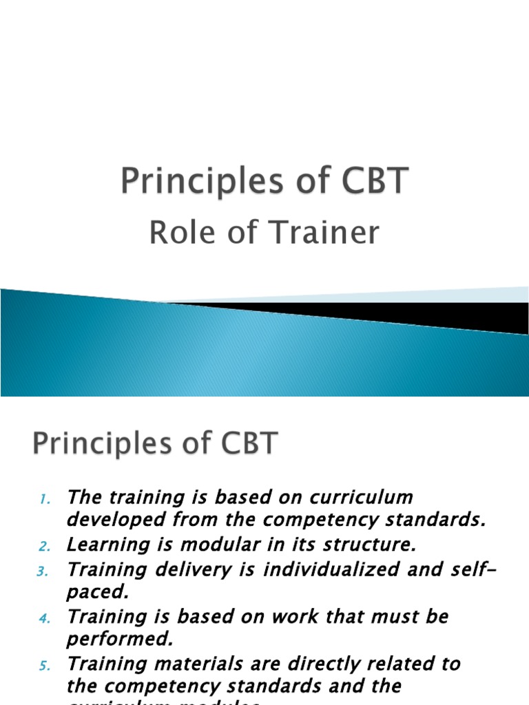 Principles of CBT and Role of Trainer | PDF | Learning | Behavior ...