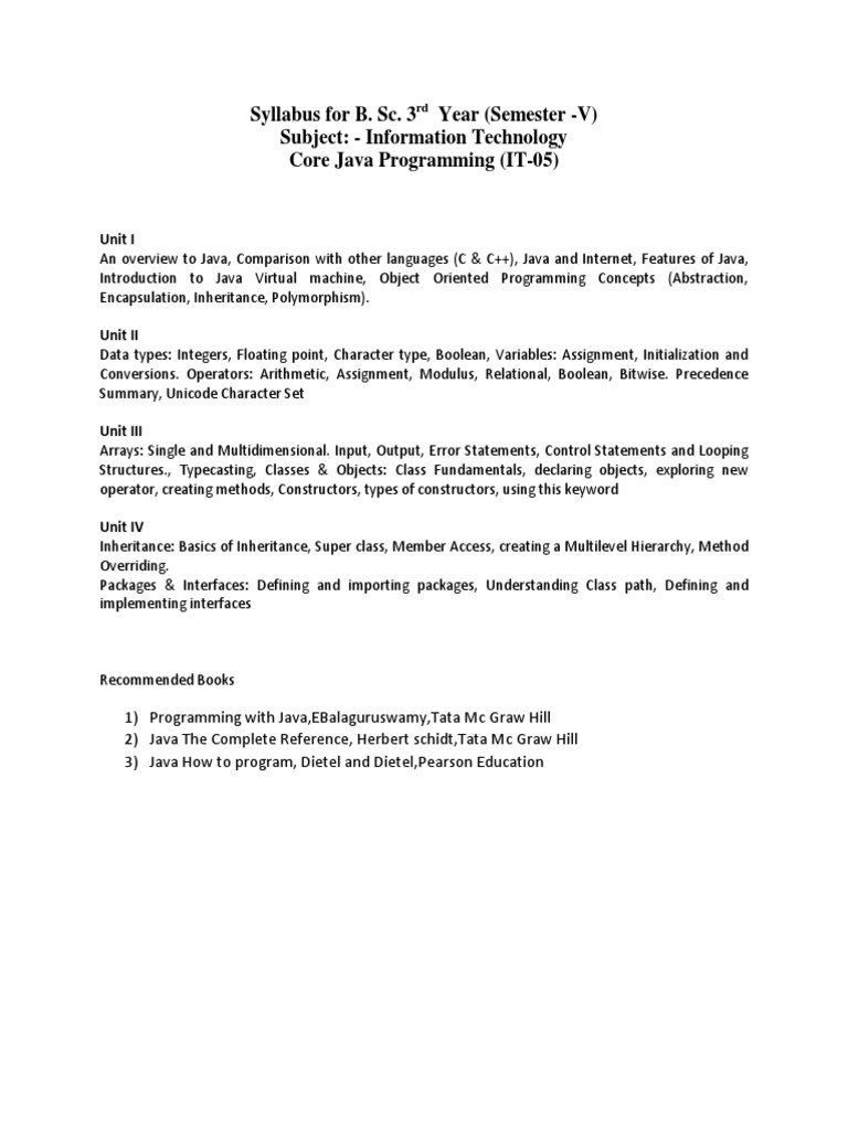 Syllabus For B. Sc. 3 Year (Semester - V) Subject: - Information ...