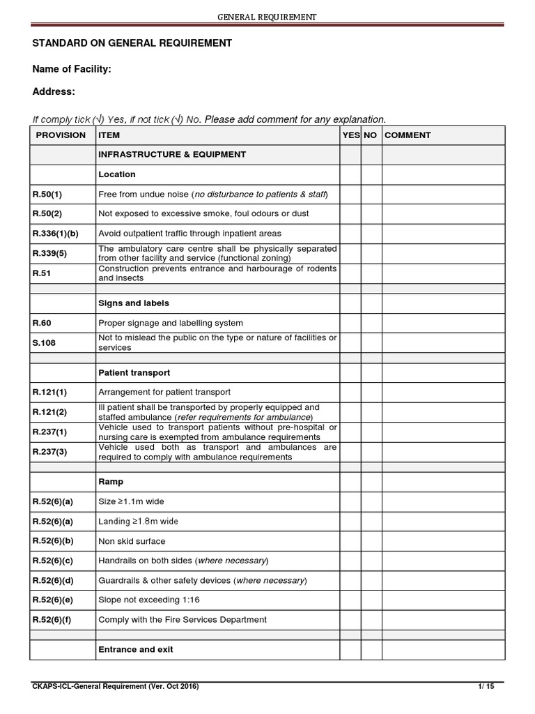 General Requirement-Oct 2016 Ckaps | PDF | Health Care | Nursing