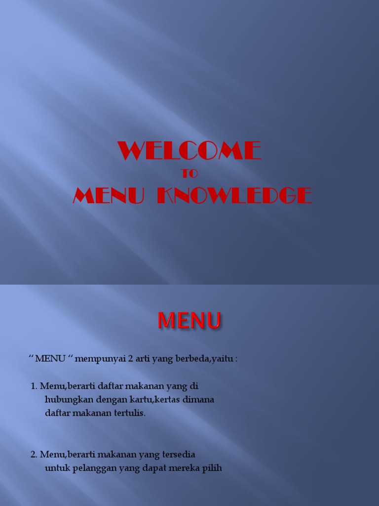 Menu Knowledge | PDF
