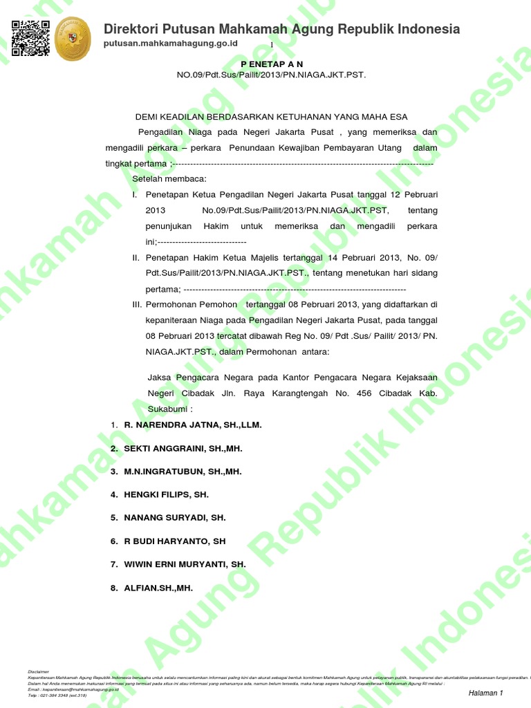 9 PDT - Sus Pailit 2013 PN - Niaga.jkt - PST | PDF