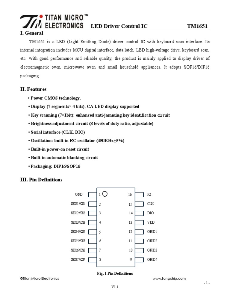 TM1651 V1.1 en | PDF | Integrated Circuit | Bit