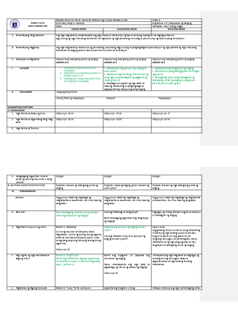 AP8 DLL 1st Quarter 2 | PDF