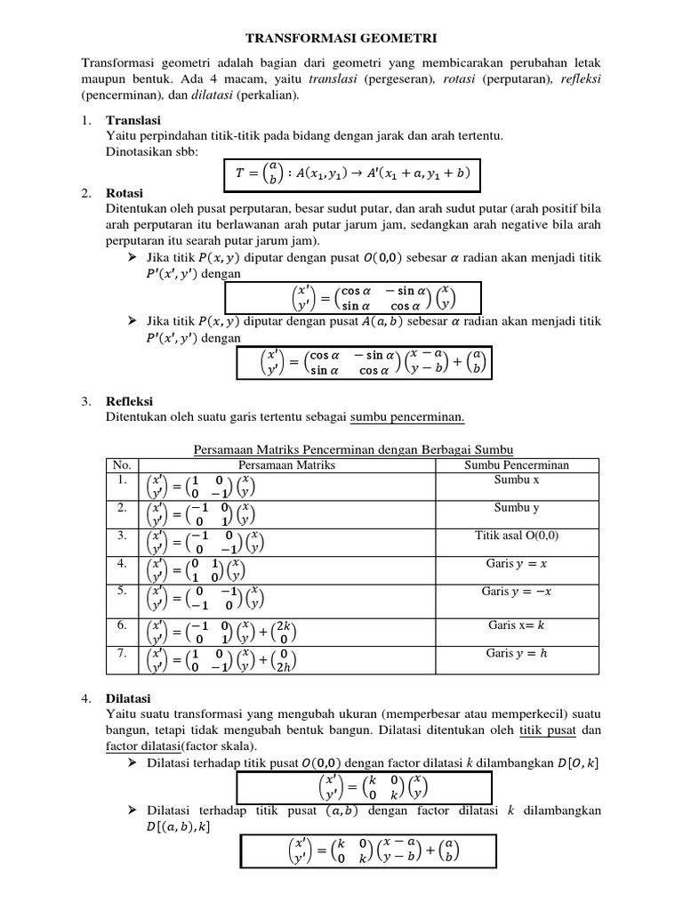 Materi TRANSFORMASI GEOMETRI | PDF