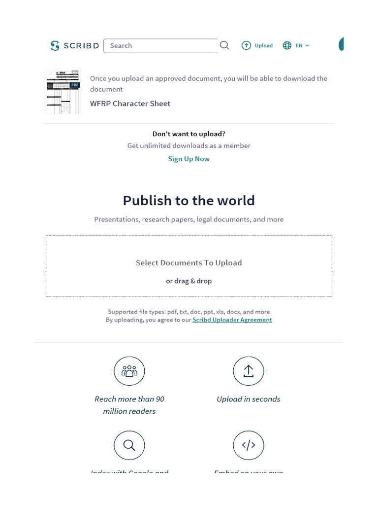 Publish To The World: WFRP Character Sheet | PDF