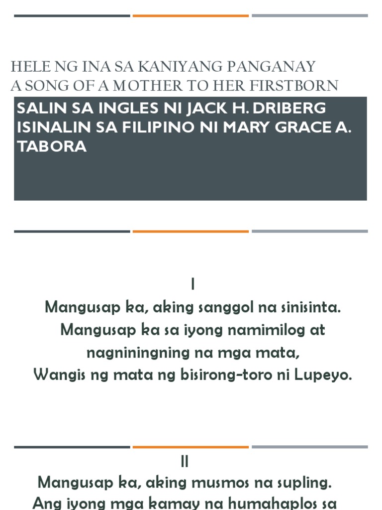 Hele Ng Ina Sa Kaniyang Panganay