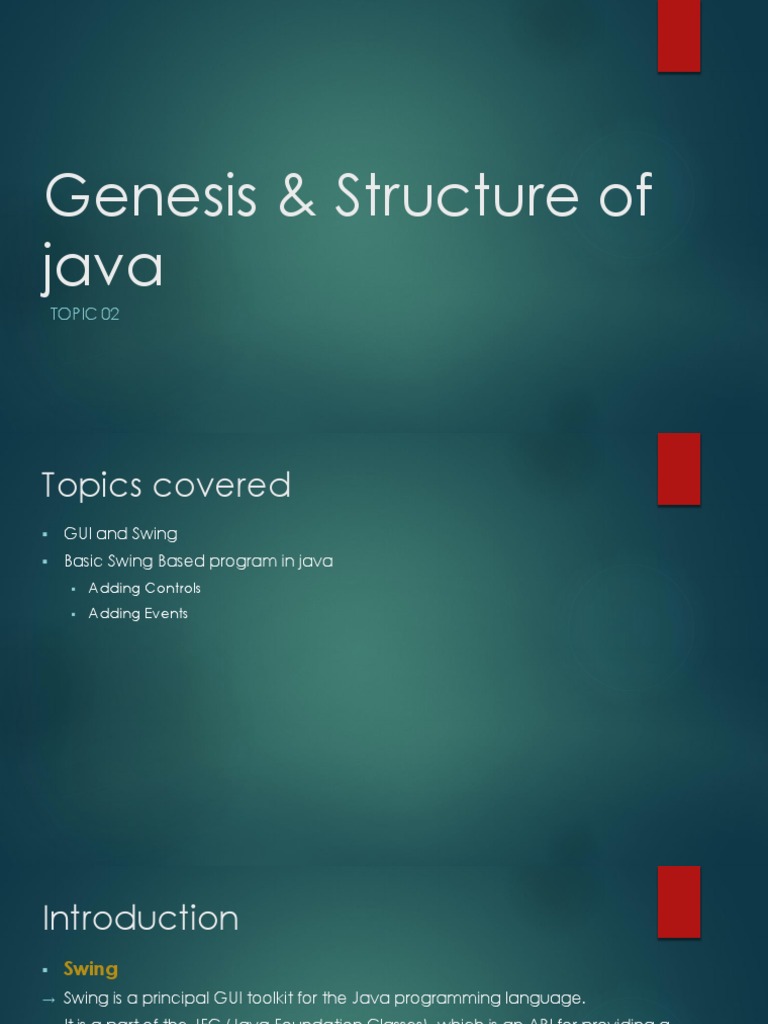 Genesis & Structure of Java: Topic 02 | PDF | Graphical User Interfaces | Computing Platforms