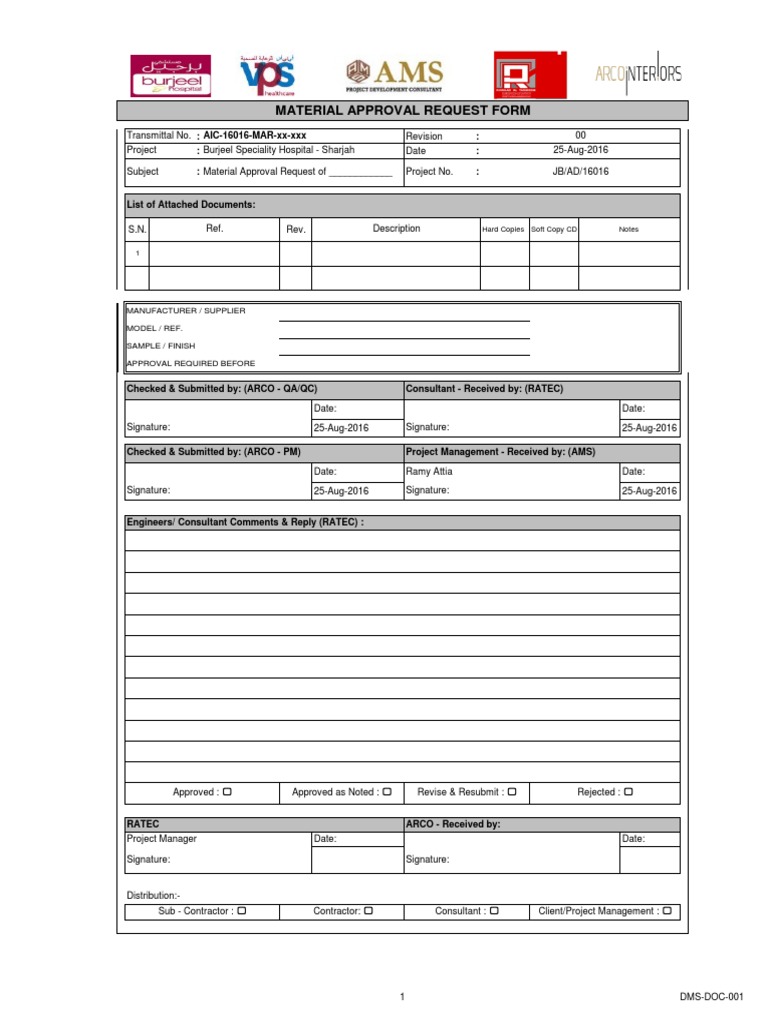 Material Approval Request Form