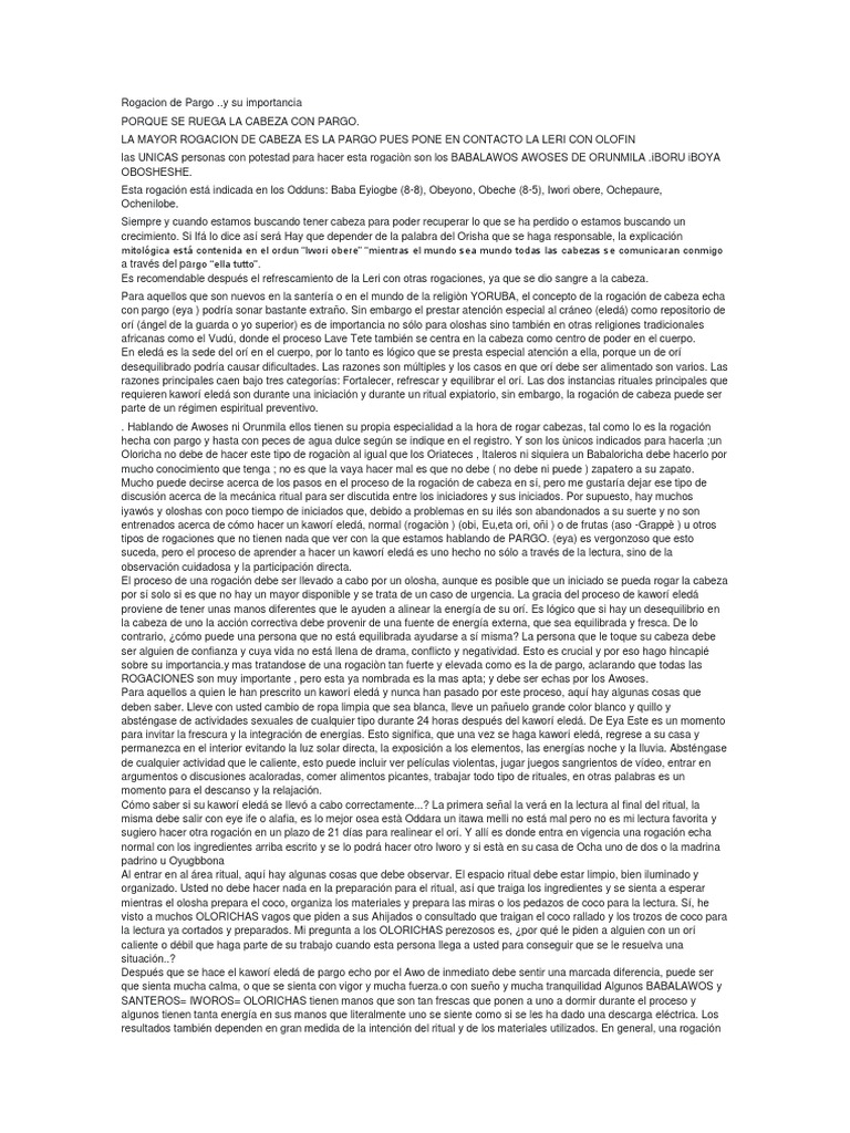 Rogación de Pargo: Guía y Significado | PDF | Santeria | Religión étnica