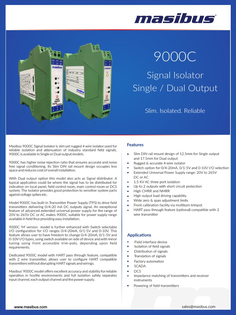 Signal Isolator Single / Dual Output: Slim. Isolated. Reliable | PDF ...