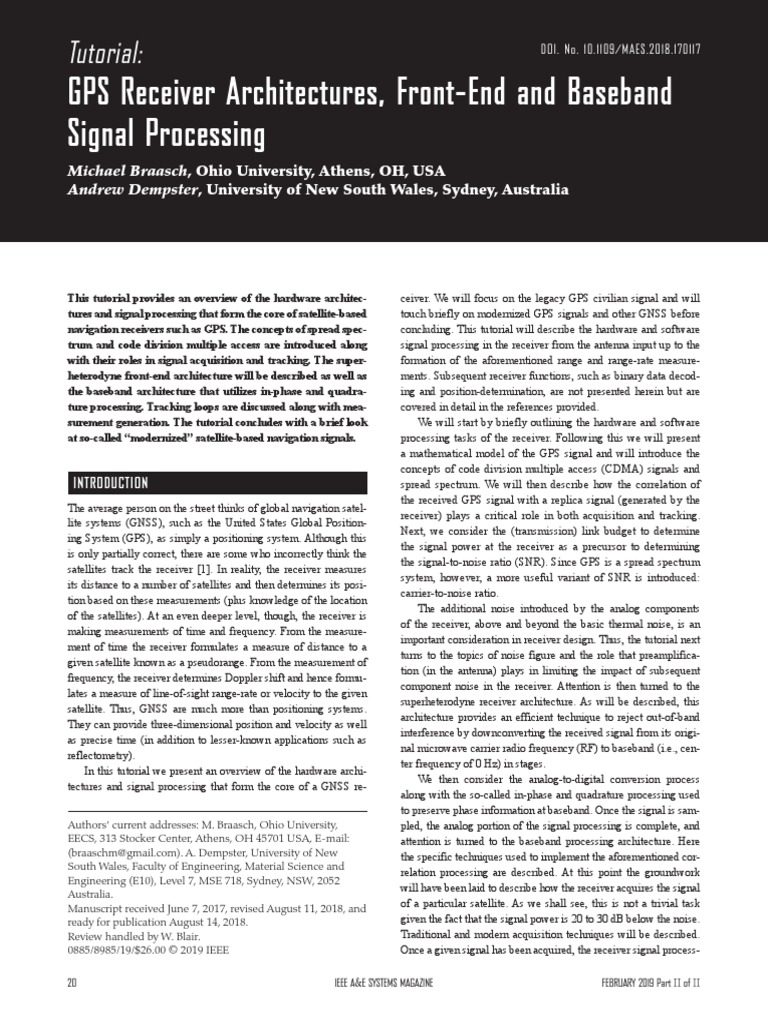 Tutorial GPS Receiver Architectures - Front-End and Baseband Signal Processing | PDF | Signal To ...