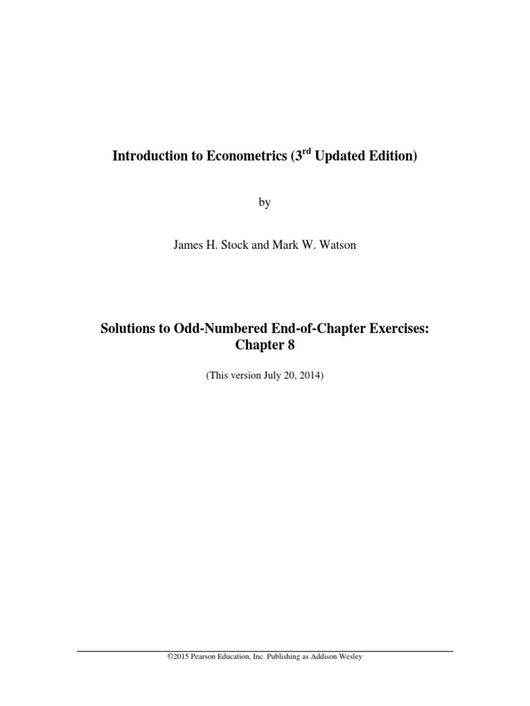 Introduction To Econometrics (3 Updated Edition) : (This Version July 20, 2014) | PDF | Ordinary ...