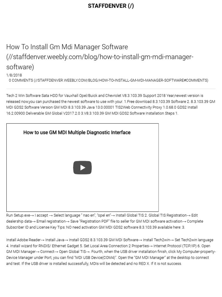 GM MDI Manager Software Installation Guide | PDF | Internet Protocol ...