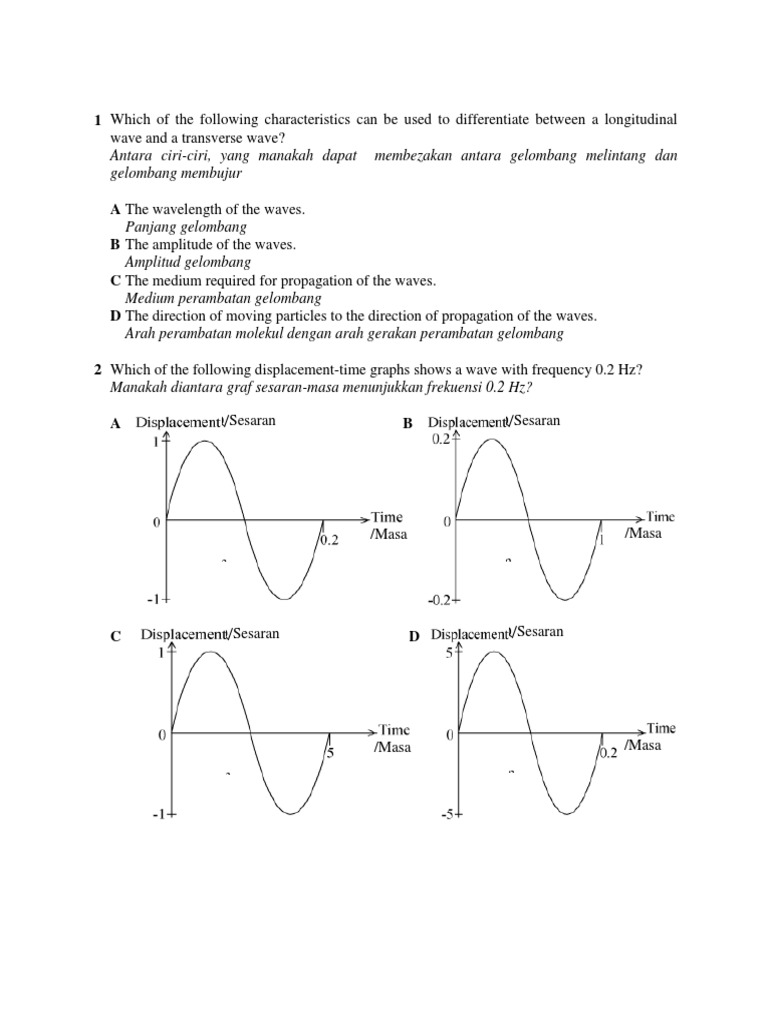 Wave Properties and Behaviors: Questions and Diagrams on Wave ...
