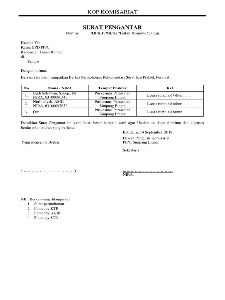 Contoh Surat Pengantar SIPP | PDF