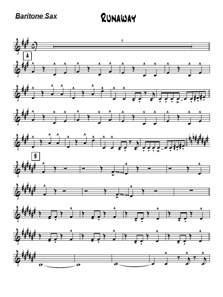 Runaway Saxophone Sheet Music | PDF