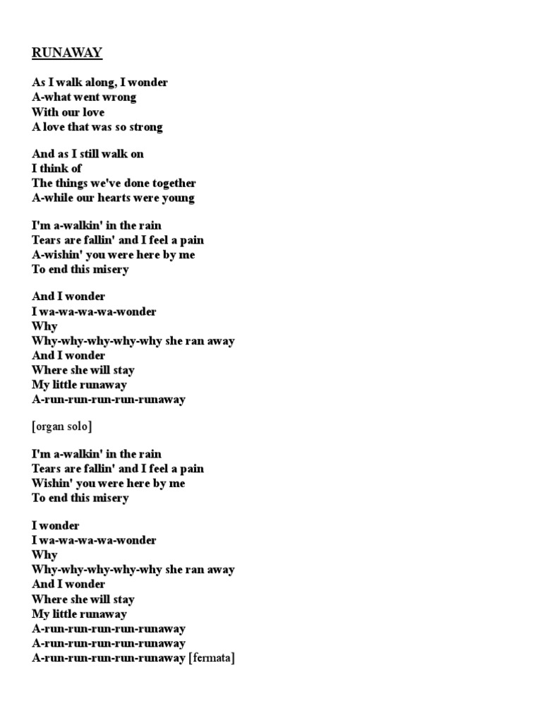 Runaway Lyrics PDF | PDF