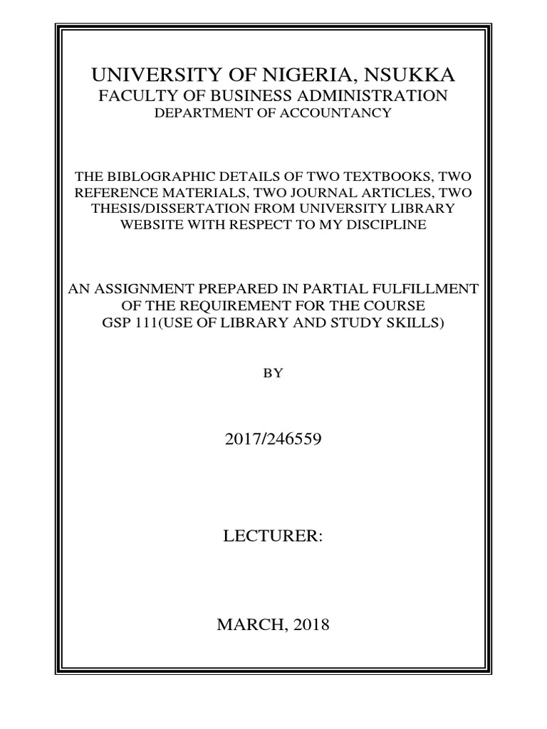 GSP 111 (Use of Library) For Accountancy Ii | PDF | Thesis | Open Access