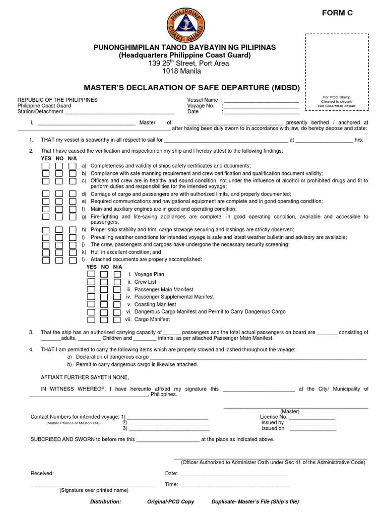MDSD FORM | PDF | Ships | Cargo