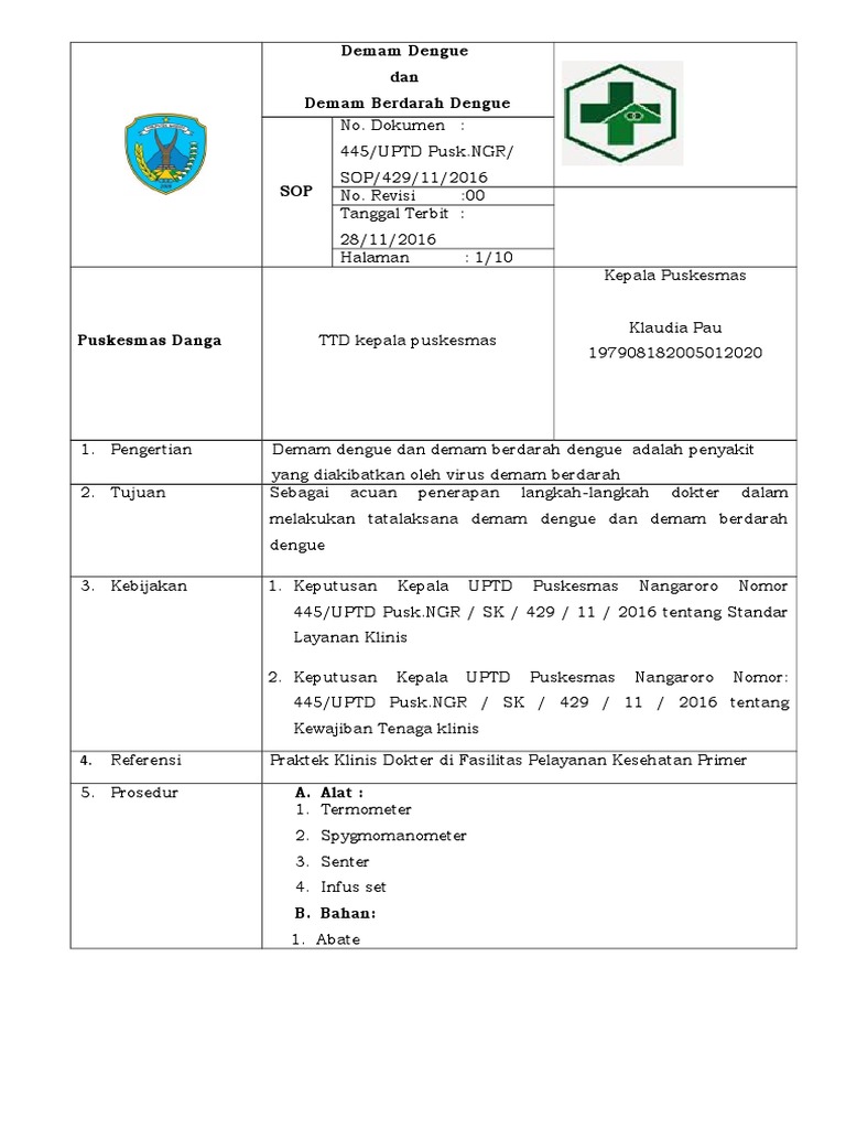 92.sop Demam Dengue, DHF | PDF