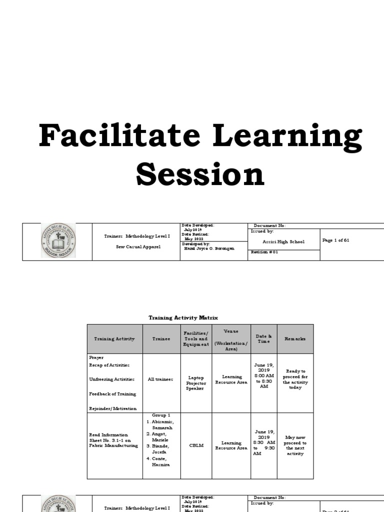 Facilitate Learning Session | PDF | Pedagogy | Teaching