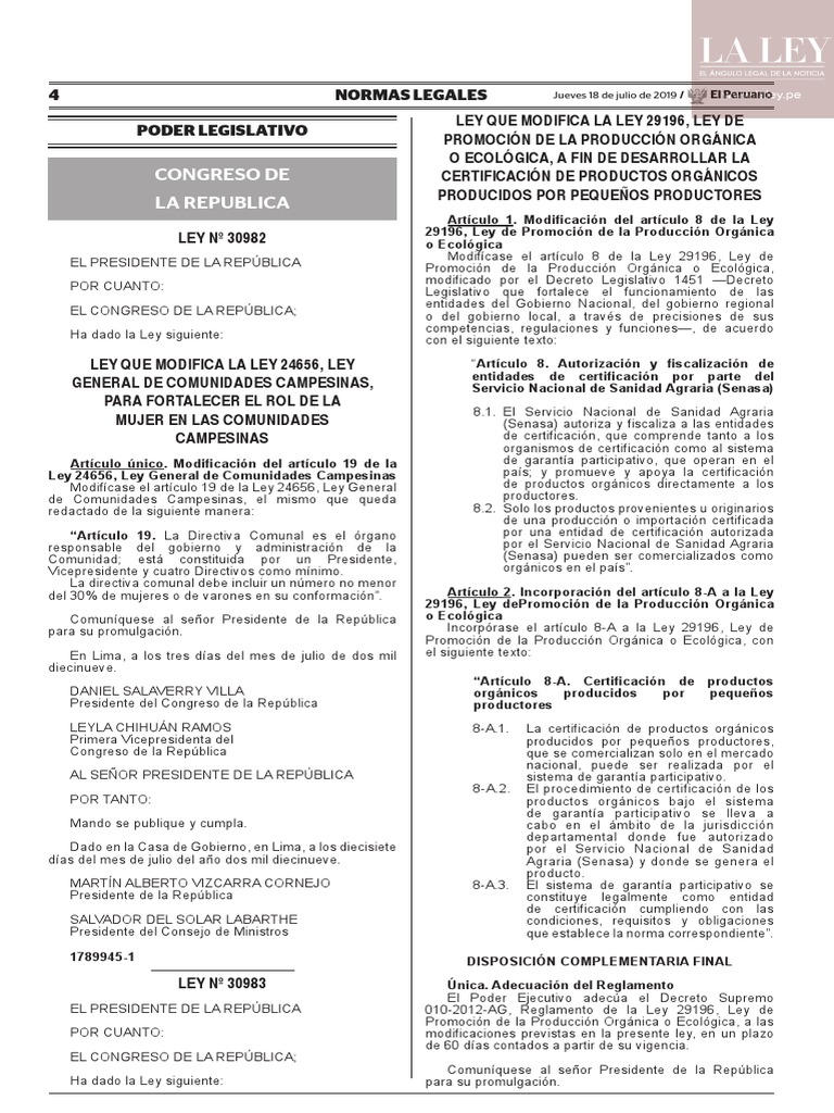 Ley N°30982 | PDF | Pequeñas y medianas empresas | Mercado (economía)