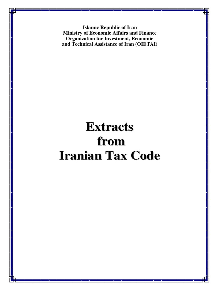 E X T R A C T S F R o M I R A N I A N T A X C o D e | PDF | Taxation In ...